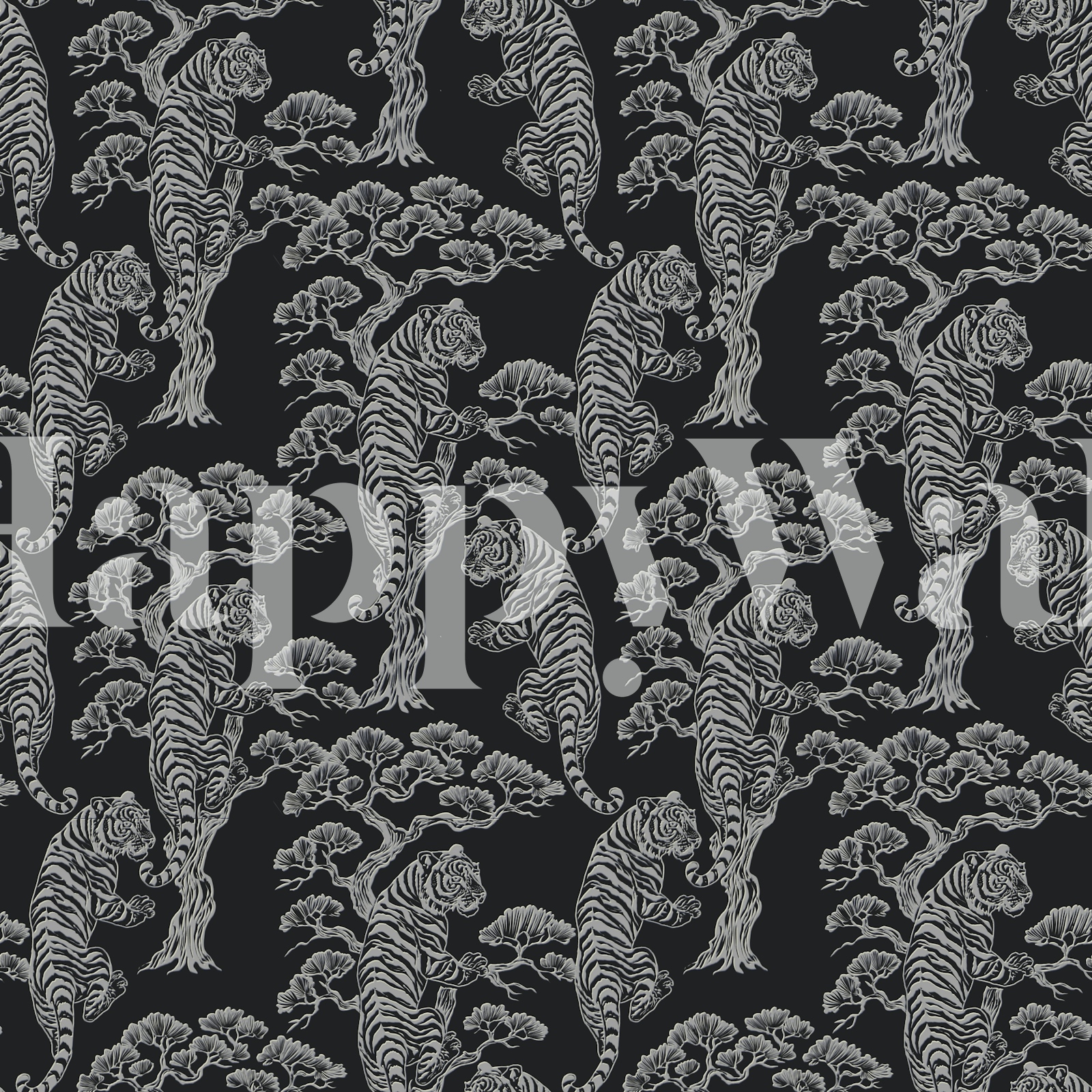 Japanese Tiger Wallpaper Black and White
