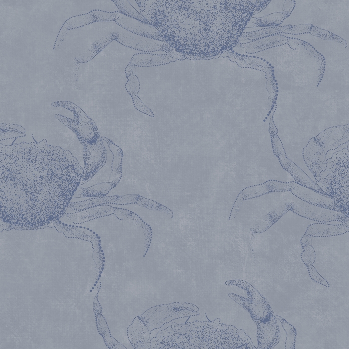 Vintage Crab Pattern Blue Wallpaper