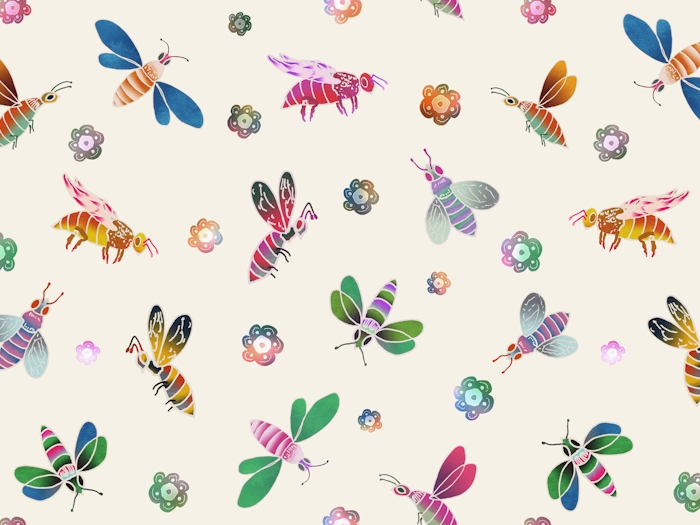 Colorful Honey Bees and Wasps Wallpaper