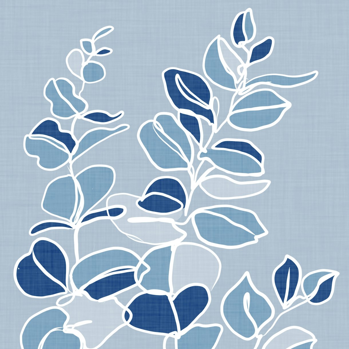 Variegated Leaves Blue Wallpaper - Buy Online | Happywall