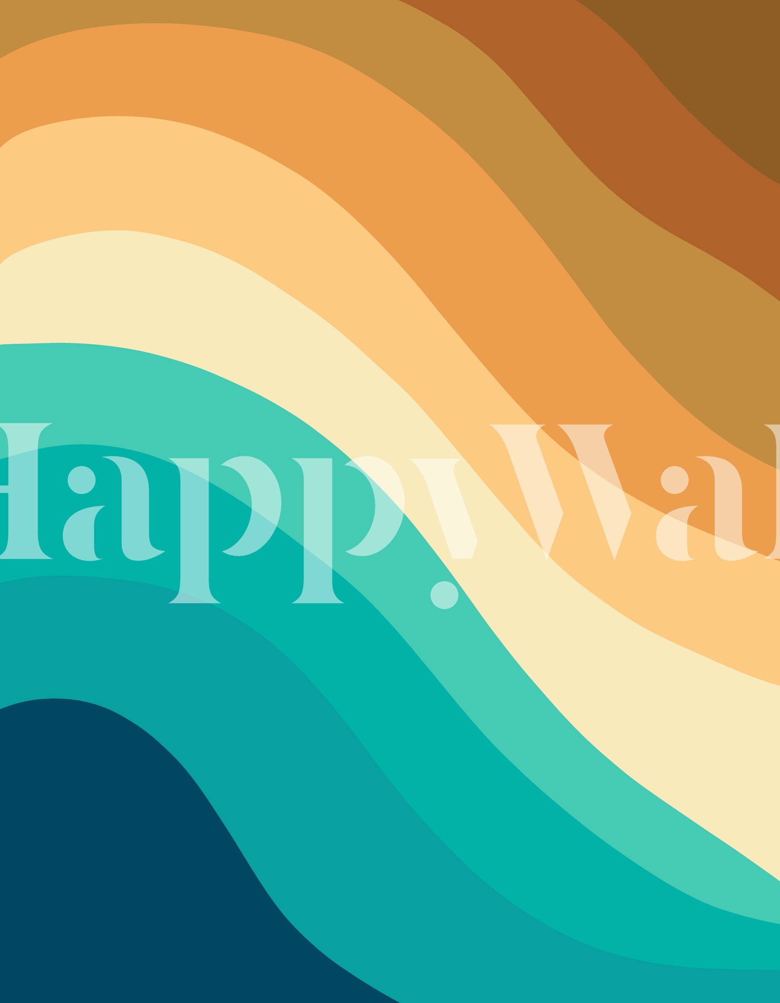 Retro Wavy Wallpaper in Teal and Orange