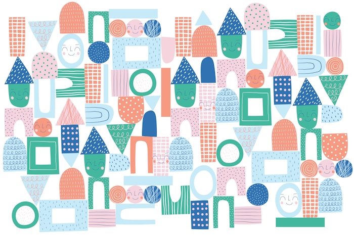 Happy Geometric Blocks Wallpaper | happywall.com