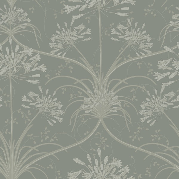 Art Nouveau Agapanthus - Sage Green | happywall.com