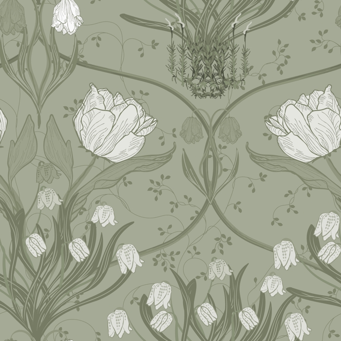 Green Floral Wallpaper for Modern Interiors