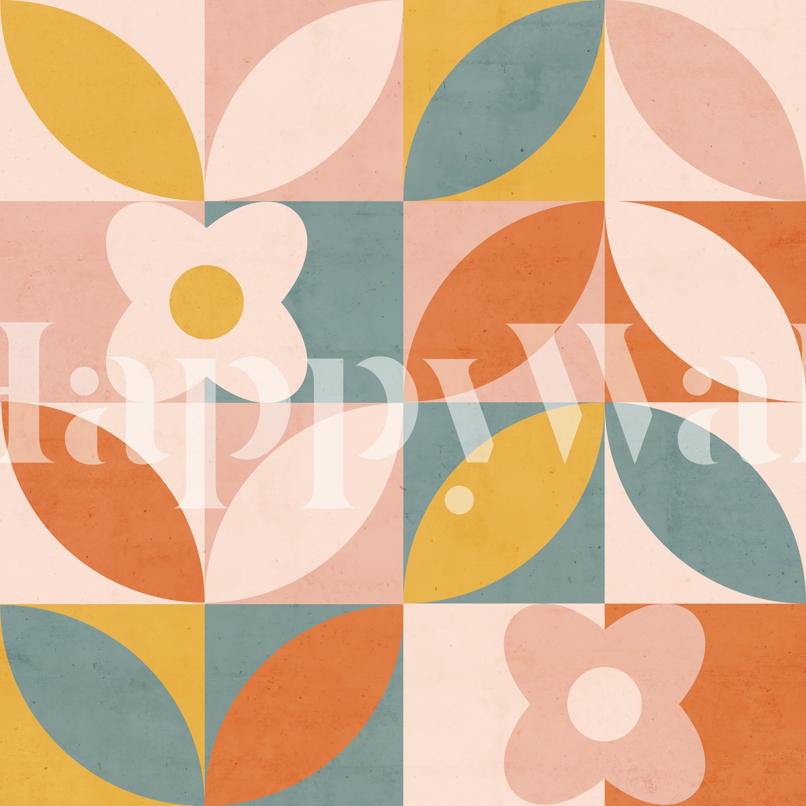 Mid-Century Bloom Vibe Wallpaper | happywall.com