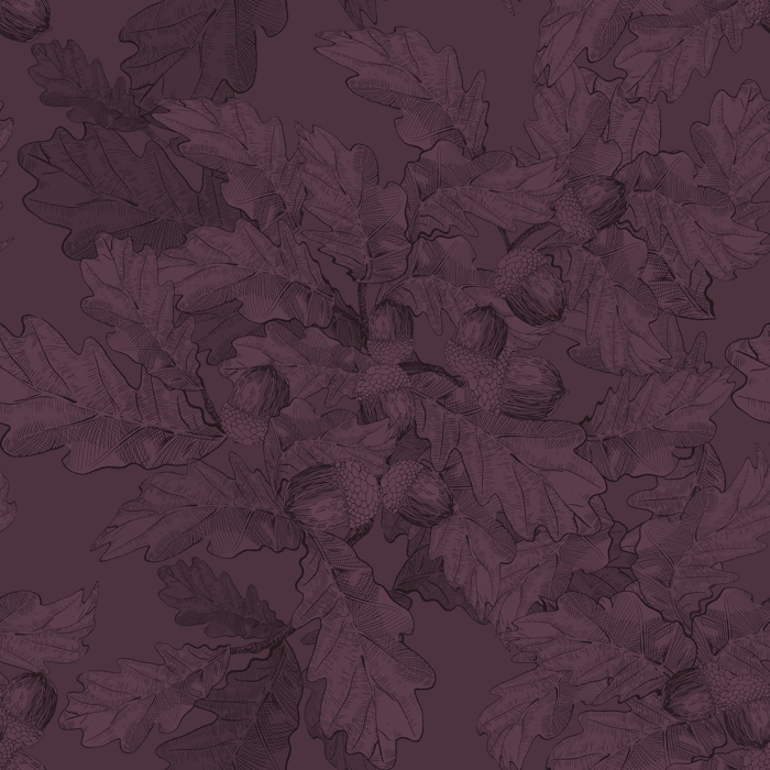 Burgundy Floral Oak Tree Wallpaper