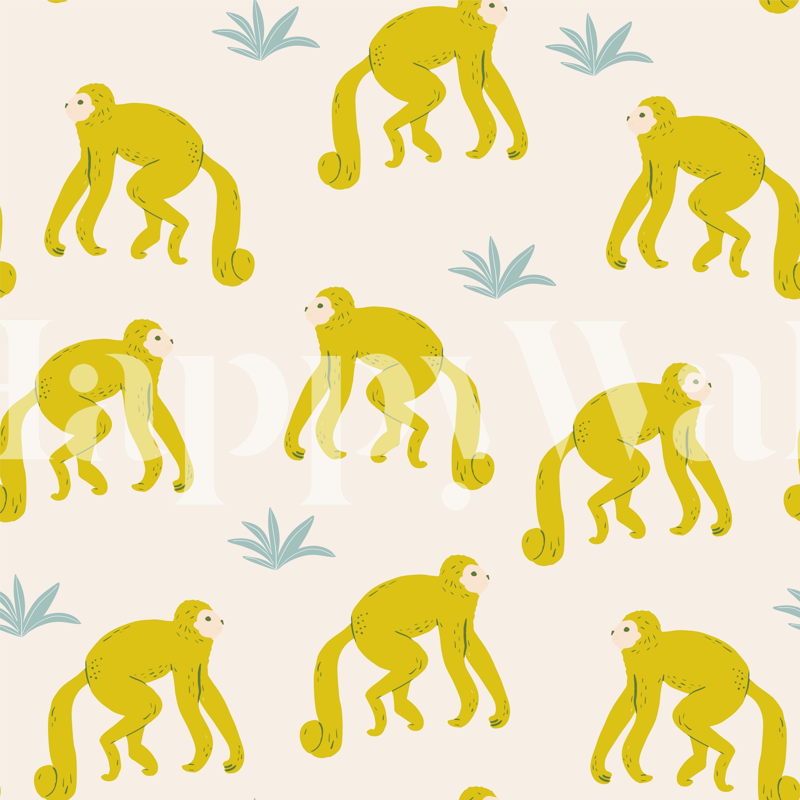 Tropical Yellow Monkeys Wallpaper | happywall.com