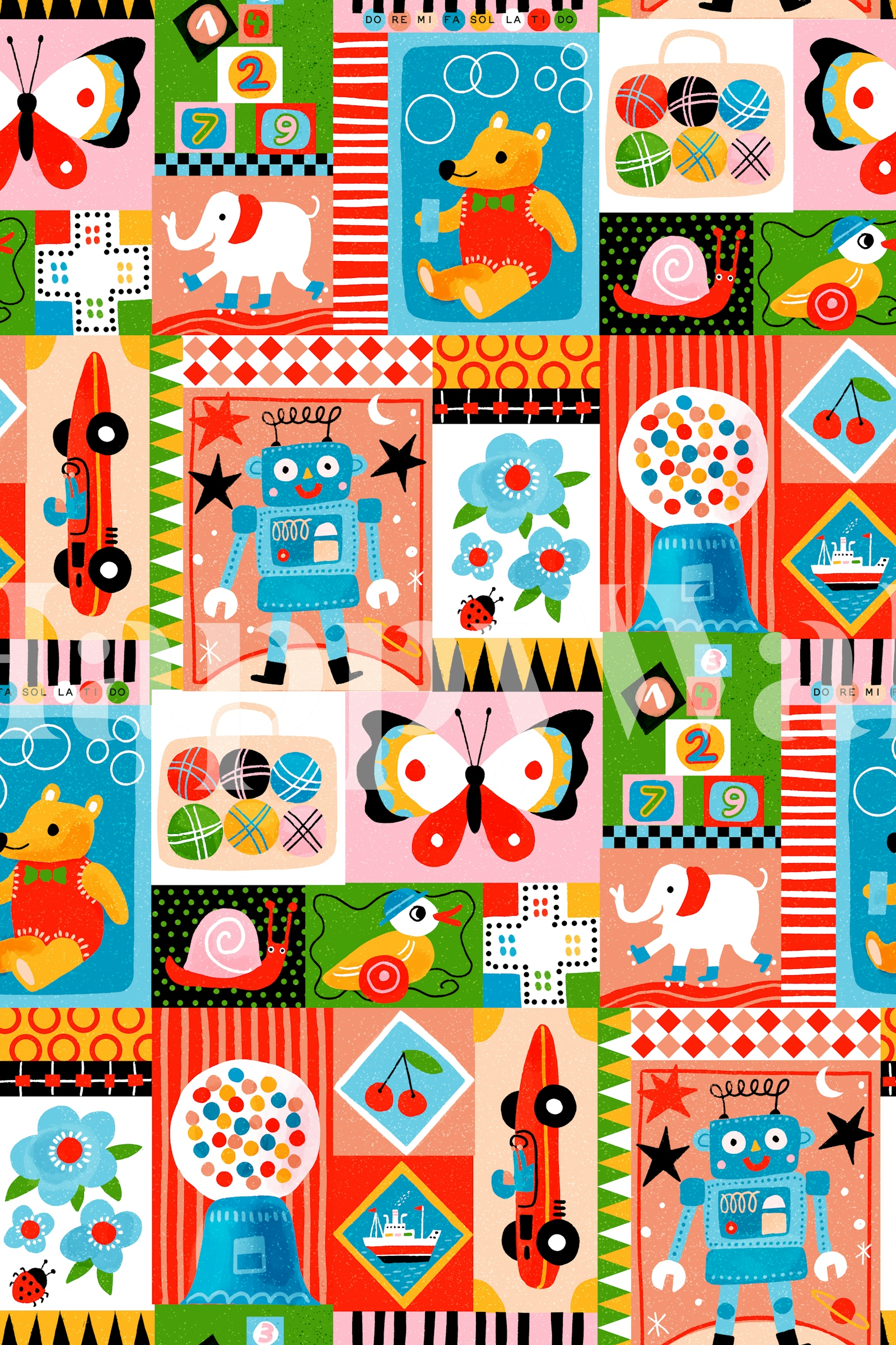 Colorful Kids Toy Wallpaper for Playroom
