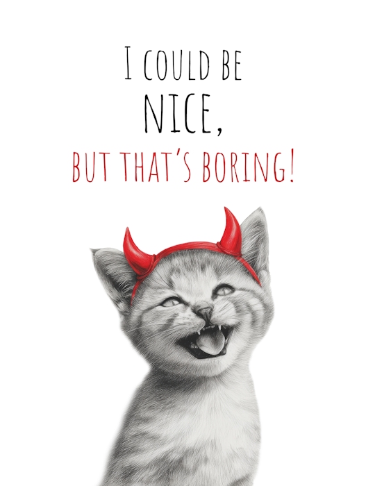 Funny Cat Wallpaper with Red Devil Horns