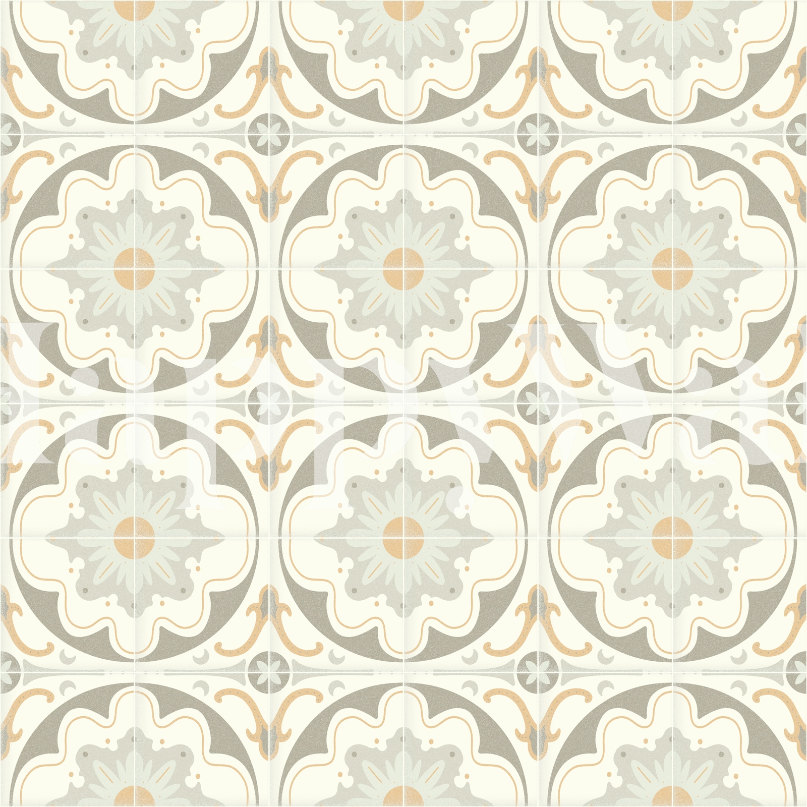 Elegant Gray Floral Tile Wallpaper