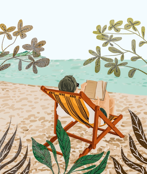 Tropical Beach Reading Wallpaper