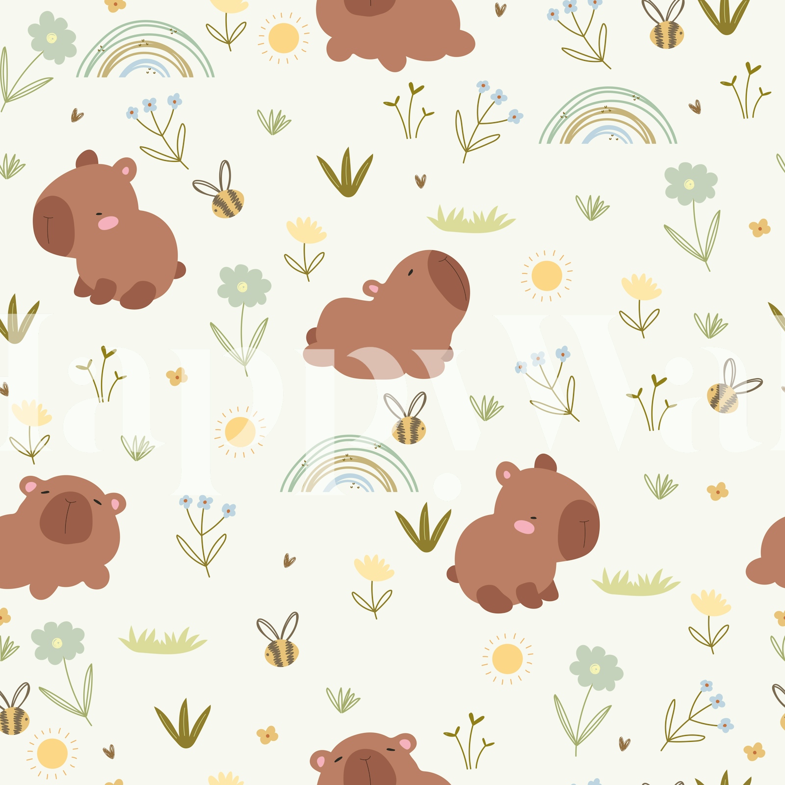Playful Capybaras Wallpaper - happywall.com