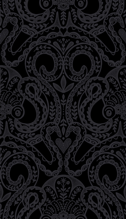 Folk octopus damask black - happywall.com