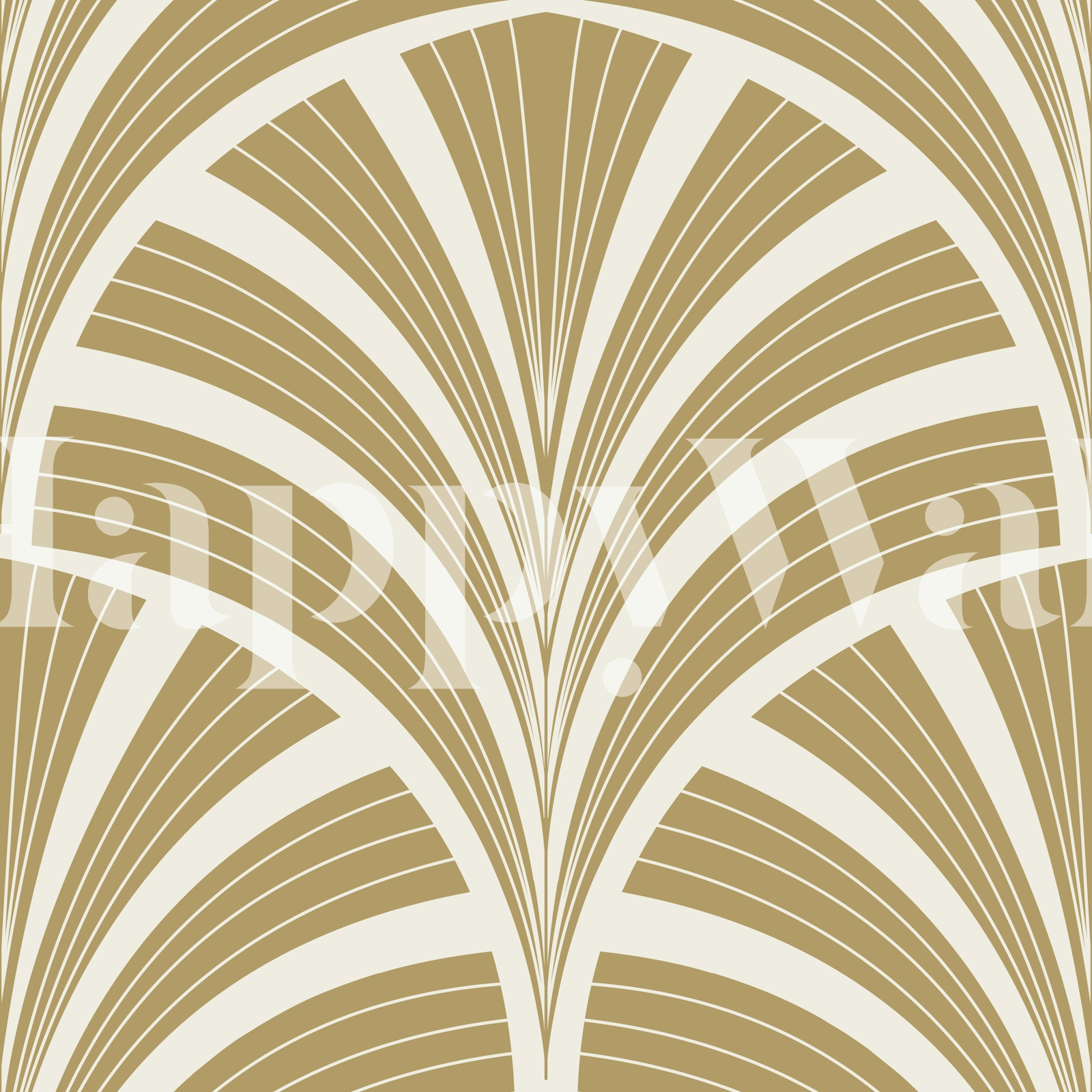 Art Deco Palm Frond - Cream & Gold tapete | Happywall