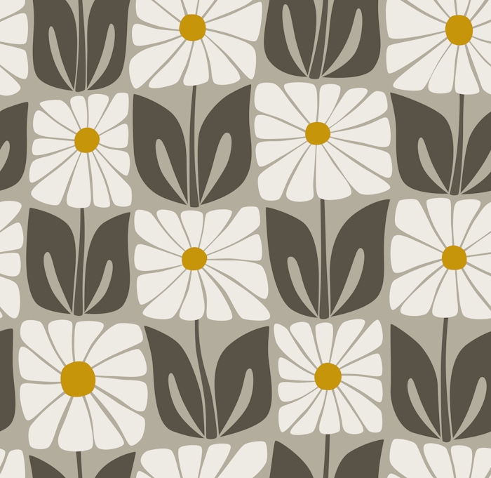 Groovy Flower Tiles - Taupe Grey | Happywall.com