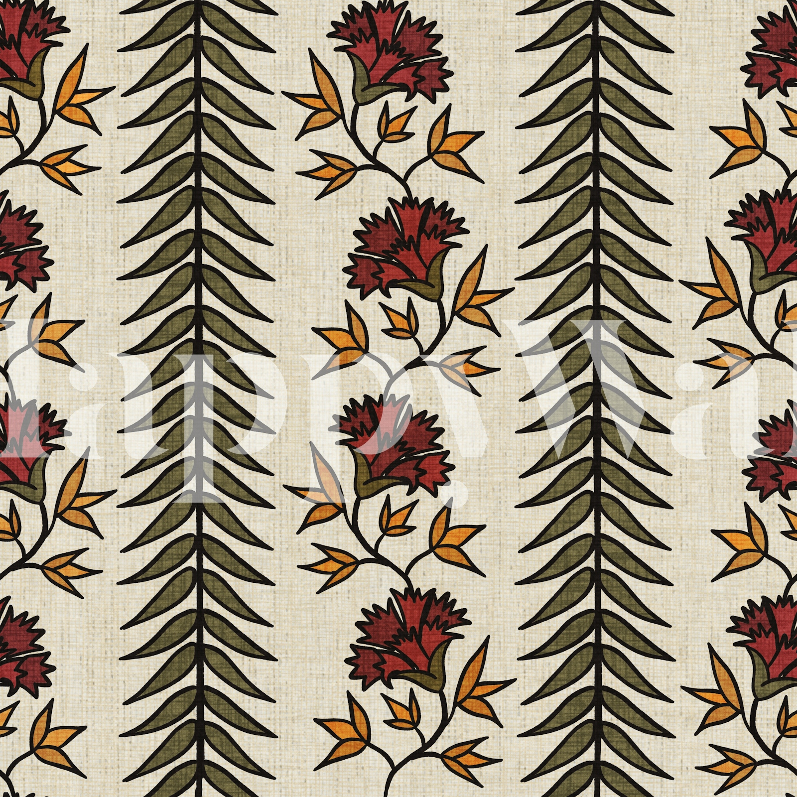 Crimson Carnation Stripes Wallpaper | happywall.com