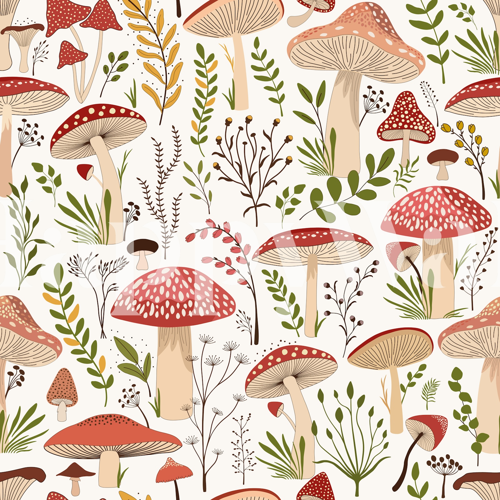 Charming Forest Fungi Design | happywall.com