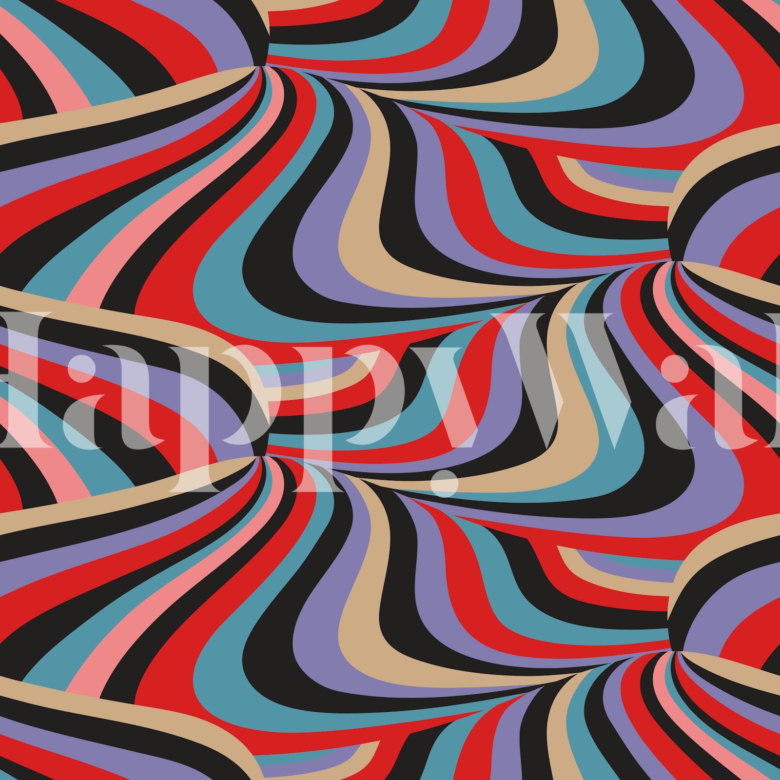 Marble Swirl Retro Groovy Stripes Wallpaper