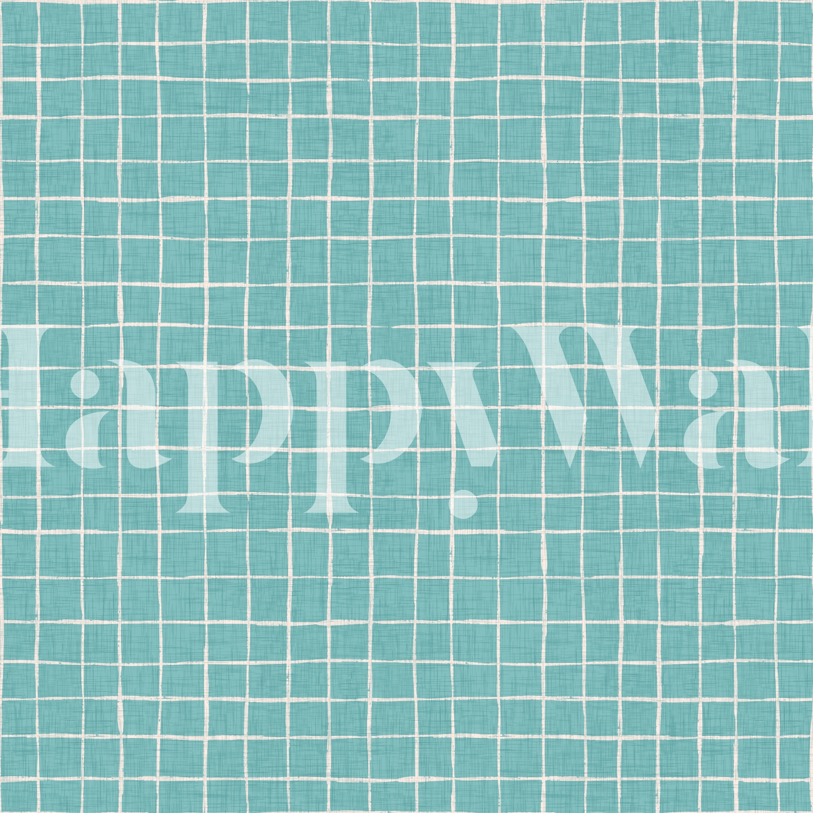 Teal Linen Grid Wallpaper for Bedroom