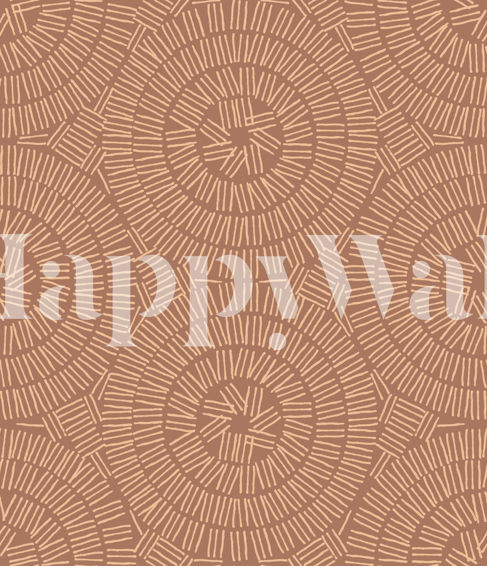 Boho Line Circles Rustic Shapes Earthy Brown tapete | Happywall