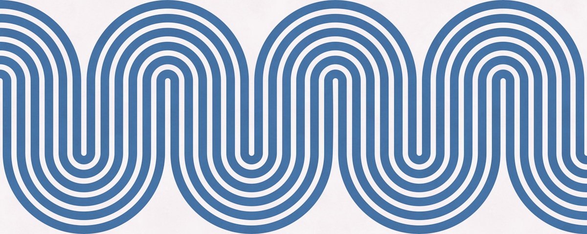 Blue Retro Wave Pattern Wallpaper