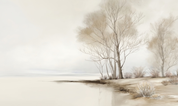 Winter Shoreline Trees Landscape | Happywall.com