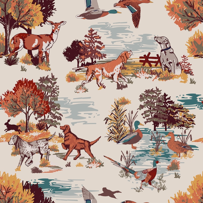 Rustic Forest Wildlife Scene Tapet