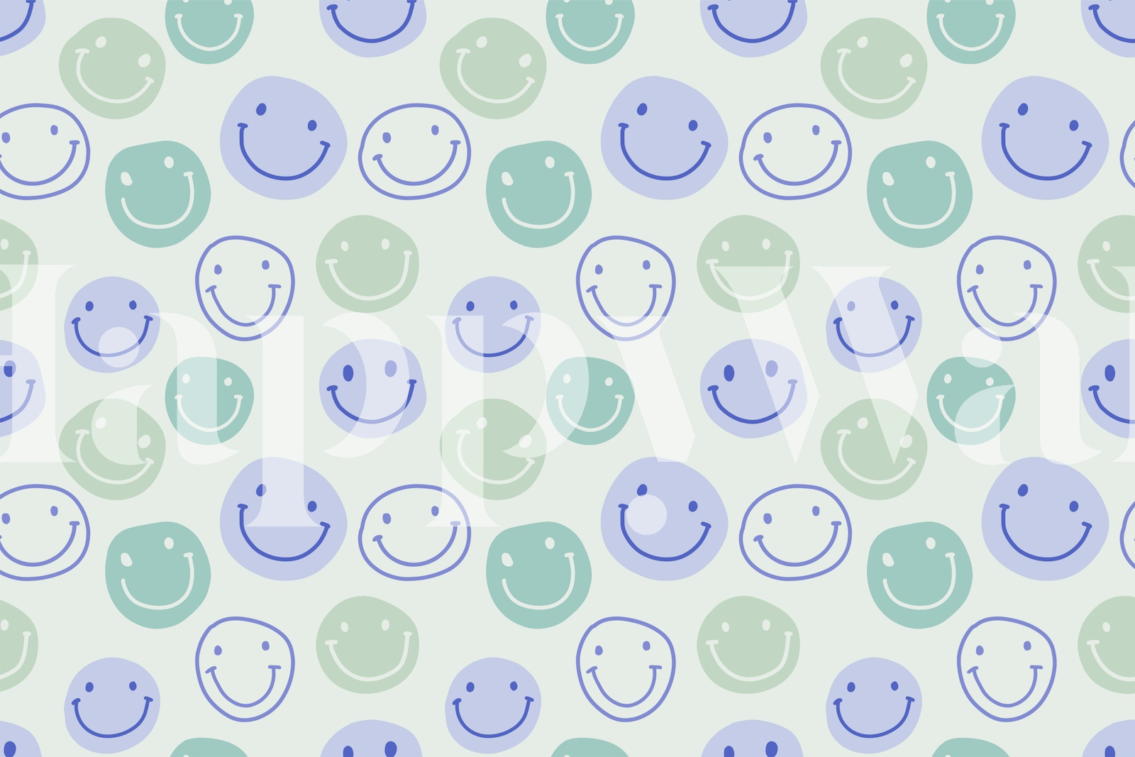 Groovy happy blue Wallpaper | happywall.com