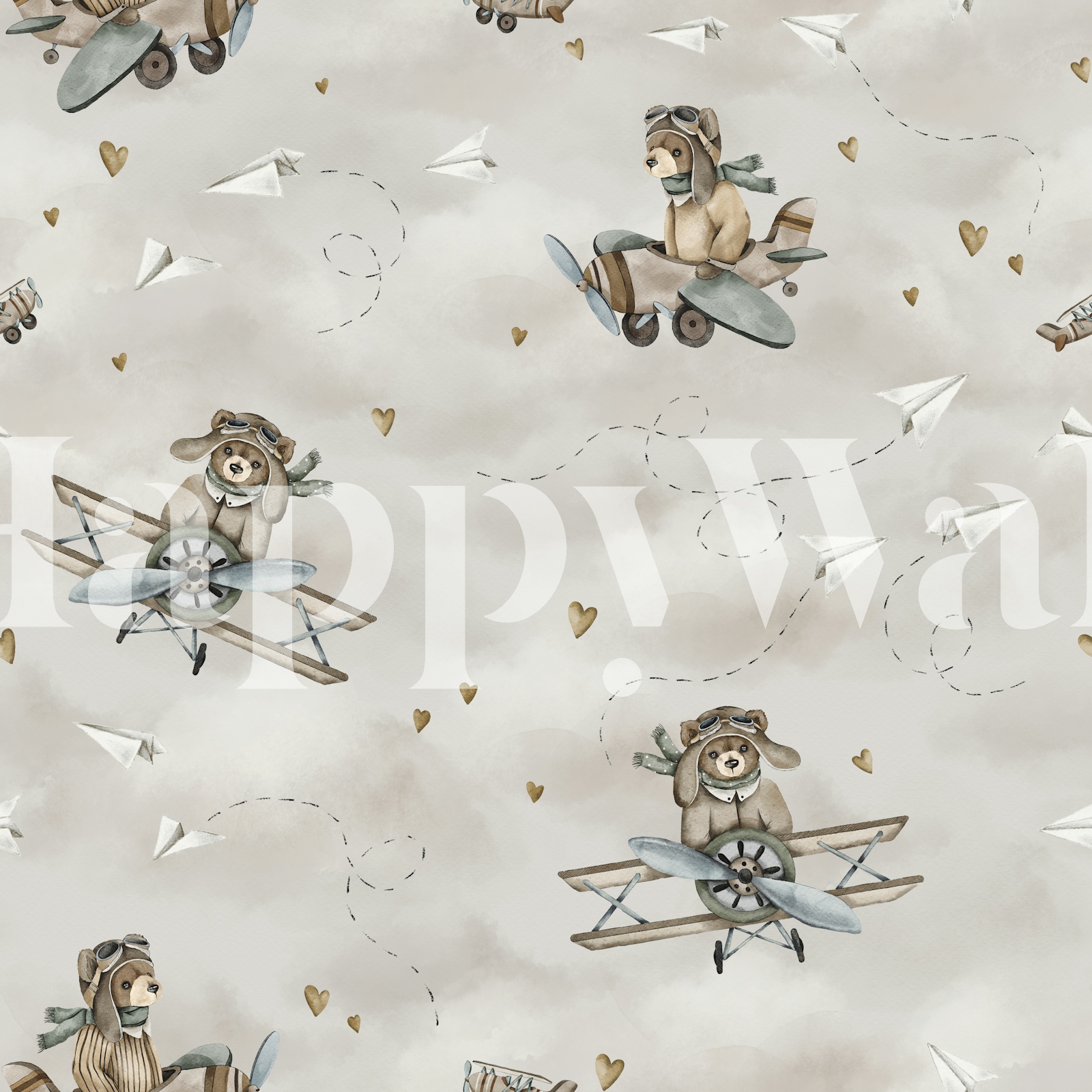 Aviator Bears Adventure Wallpaper | happywall.com