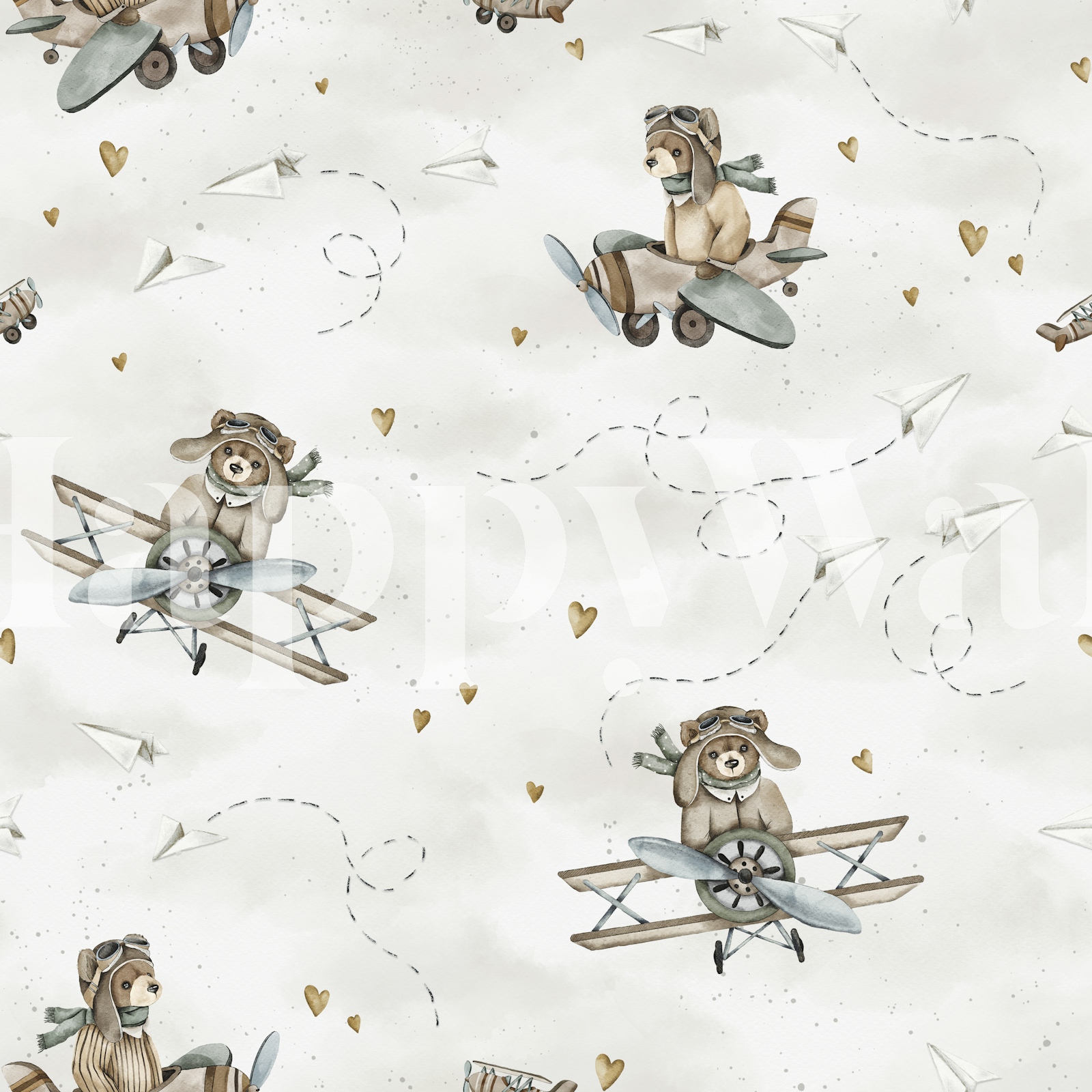 Aviator Bears Adventure Baby Wallpaper