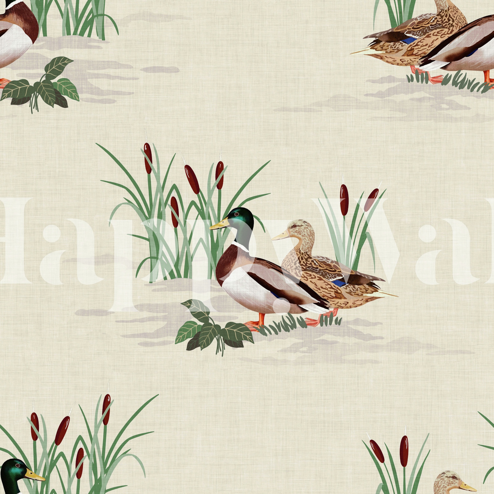 Country Ducks Nature Wallpaper for Home Decor