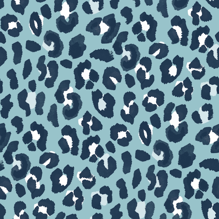 Navy and Teal Leopard Print Wallpaper