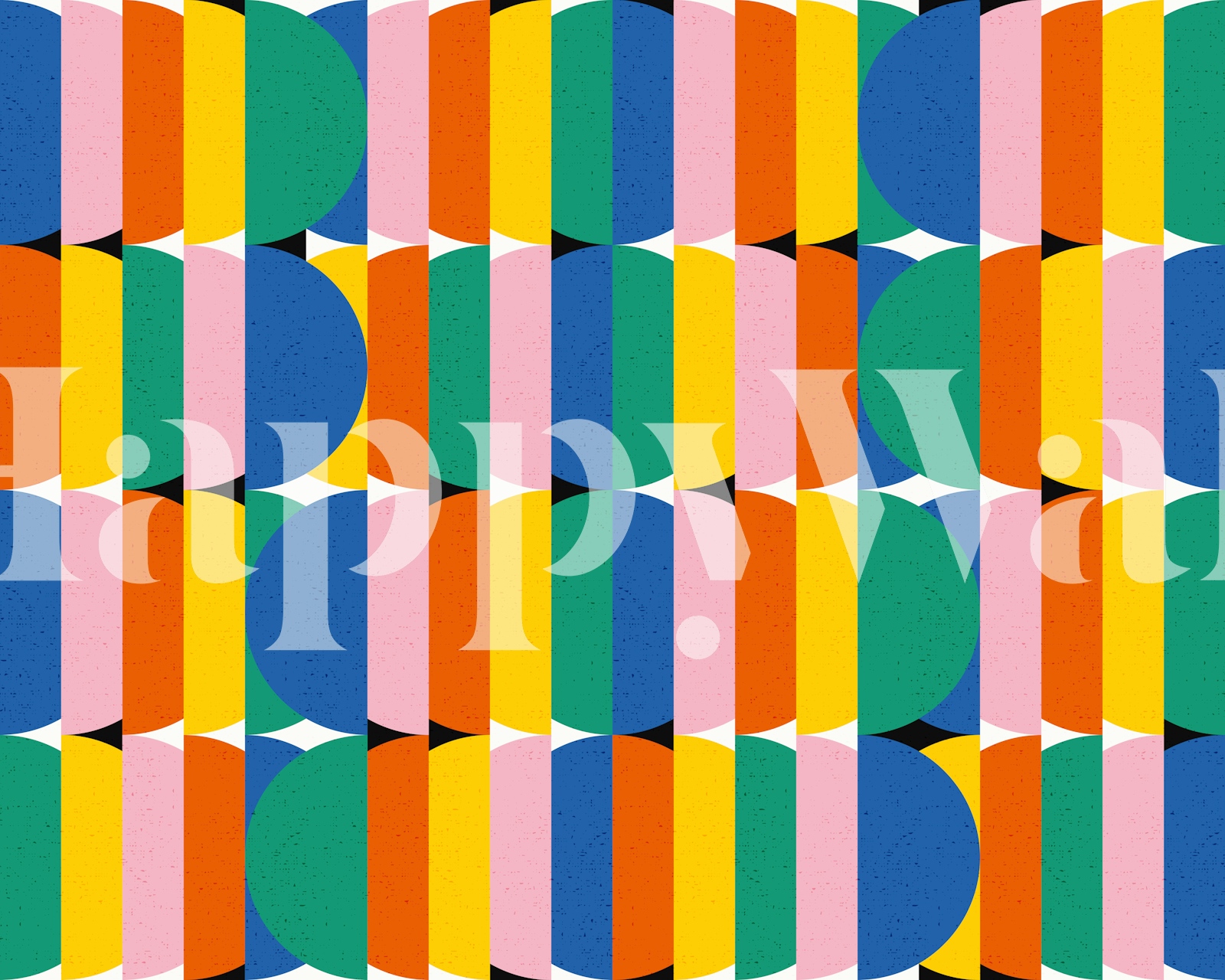 Fun Bright Colorful Retro Geo Shapes - Happywall