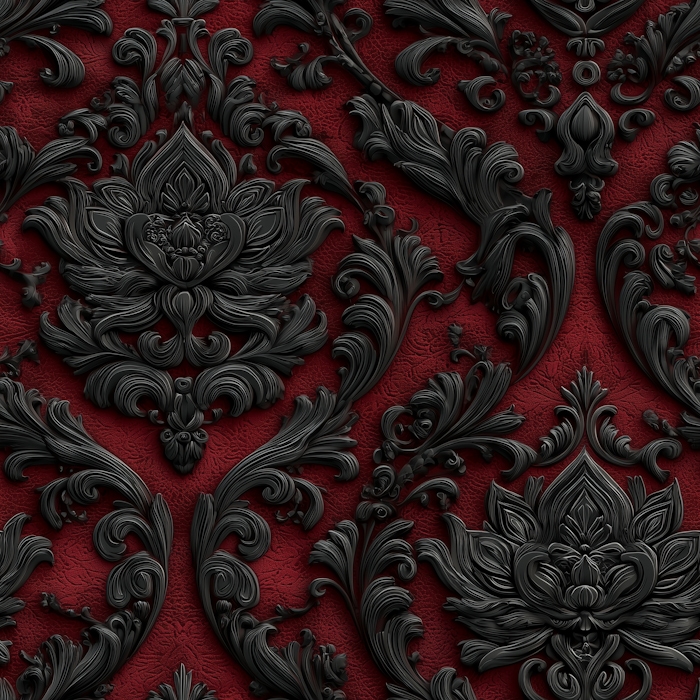 Luxury Red Floral Embellish - Happywall