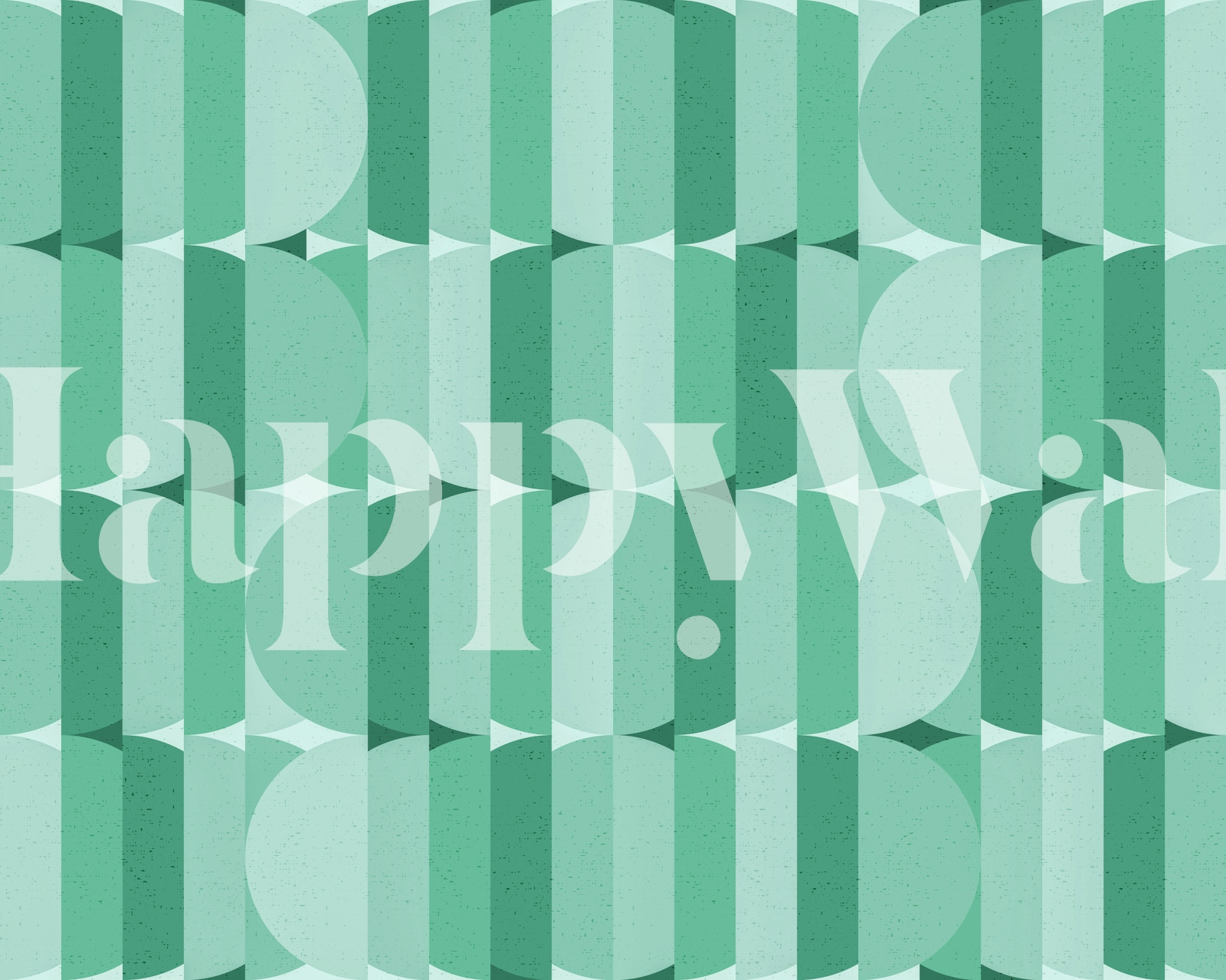 Large Soft Jade Green Retro Geometric Shapes