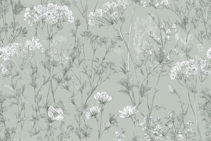 Calming Meadow Blooms Wallpaper | happywall.com