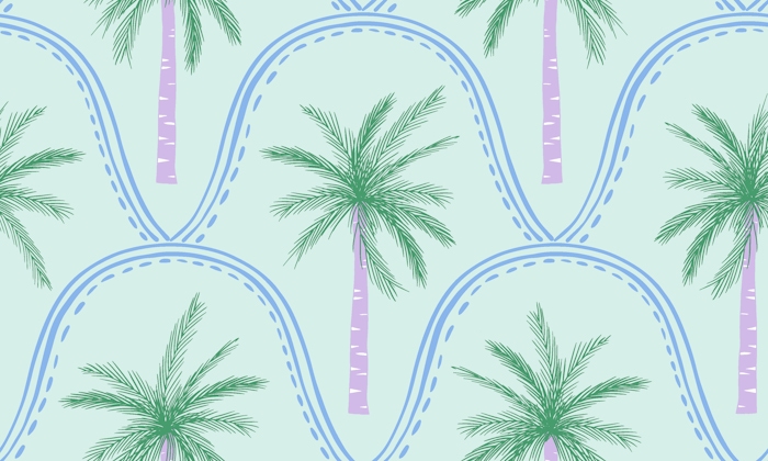 Preppy Coastal Palm Tree Wallpaper - Happywall.com