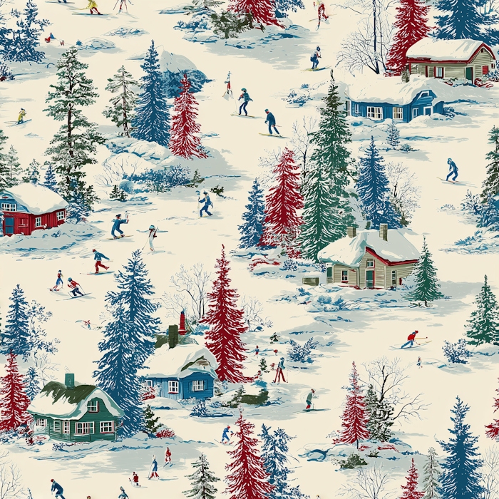 Winter Ski Resort Scene Wallpaper