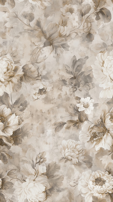 Sepia Floral Wallpaper for Vintage Decor