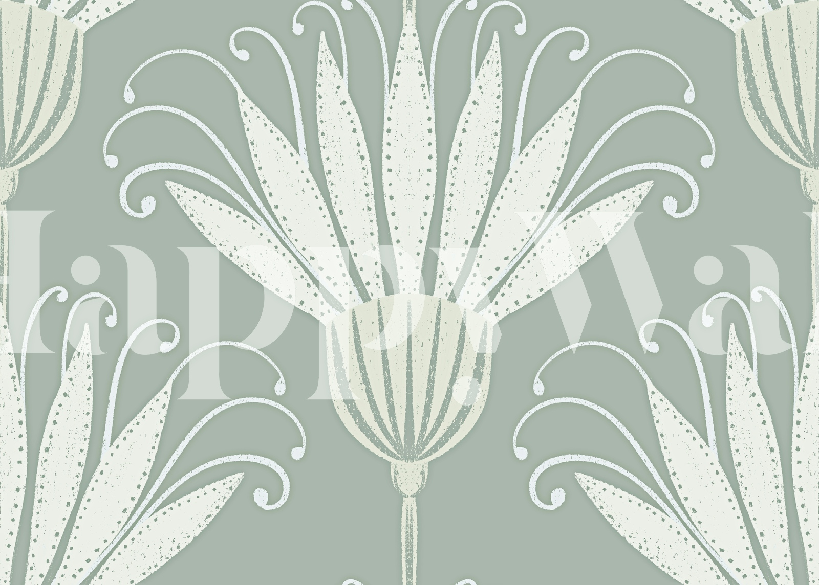 Retro Floral Green Wallpaper for Bedroom