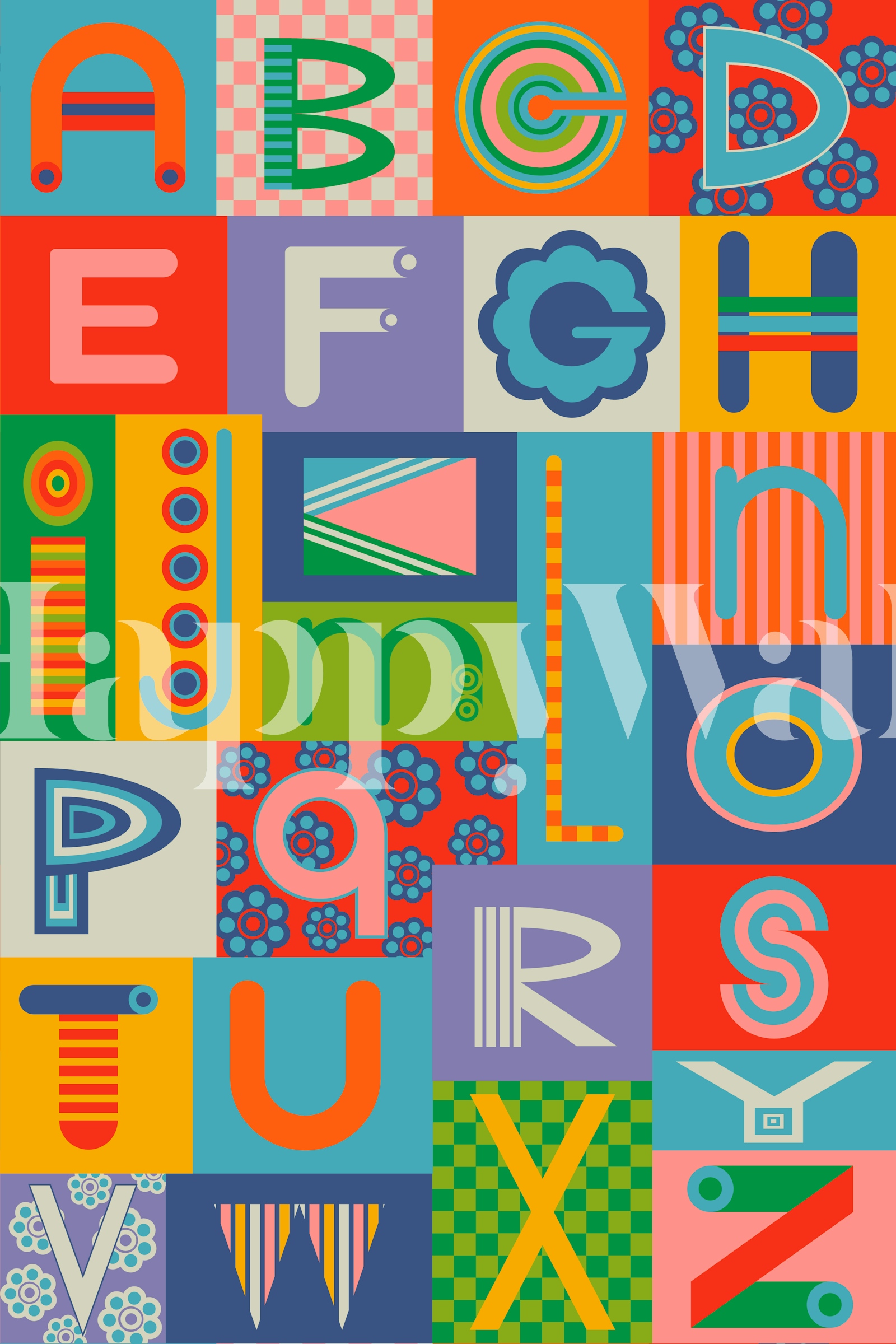Colorful Geometric ABC Wallpaper for Kids