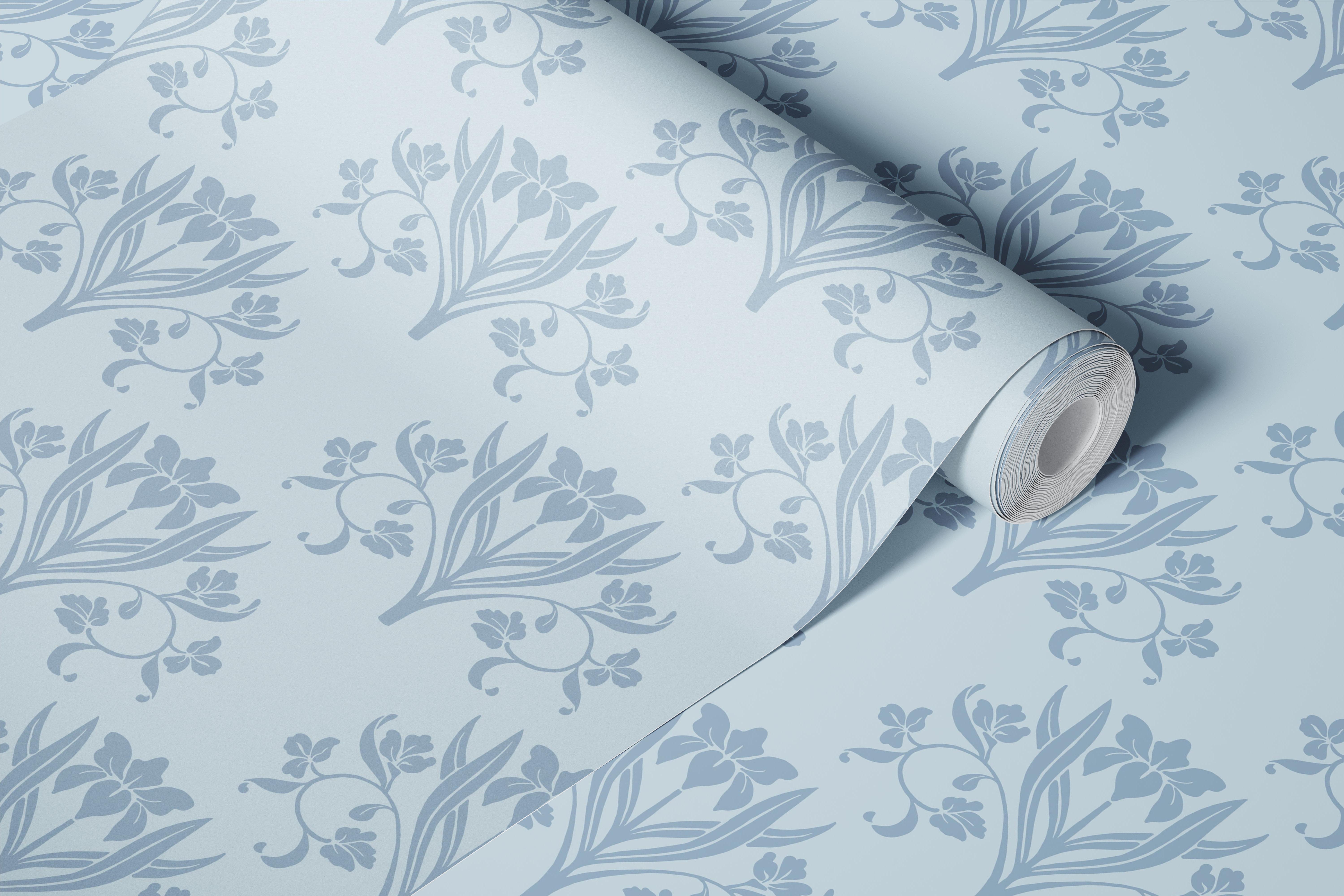 Geyser Blue Floral Wallpaper for Elegant Decor