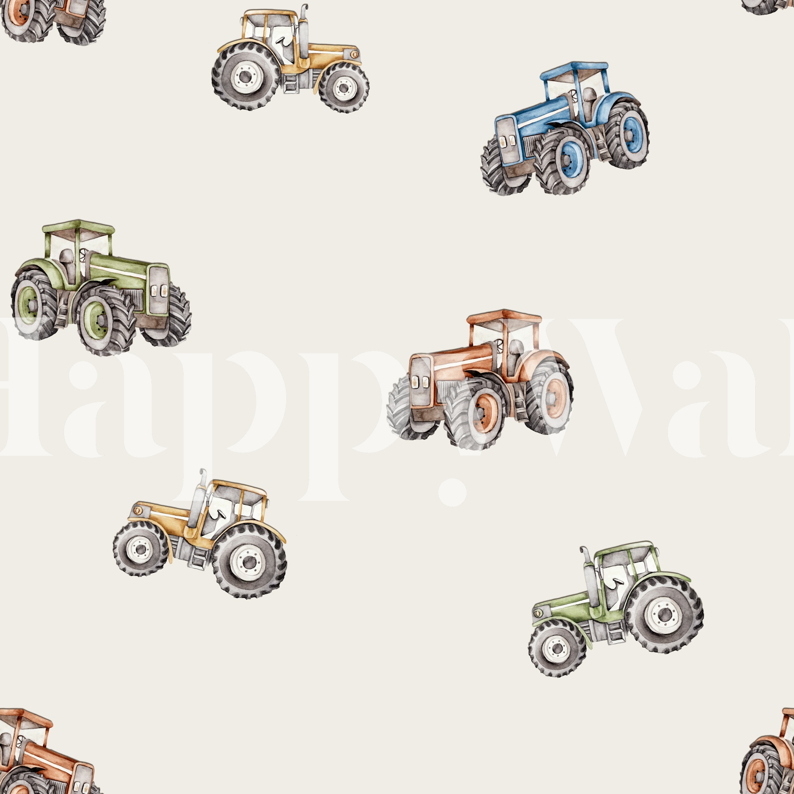 Vintage Tractor Cream Wallpaper