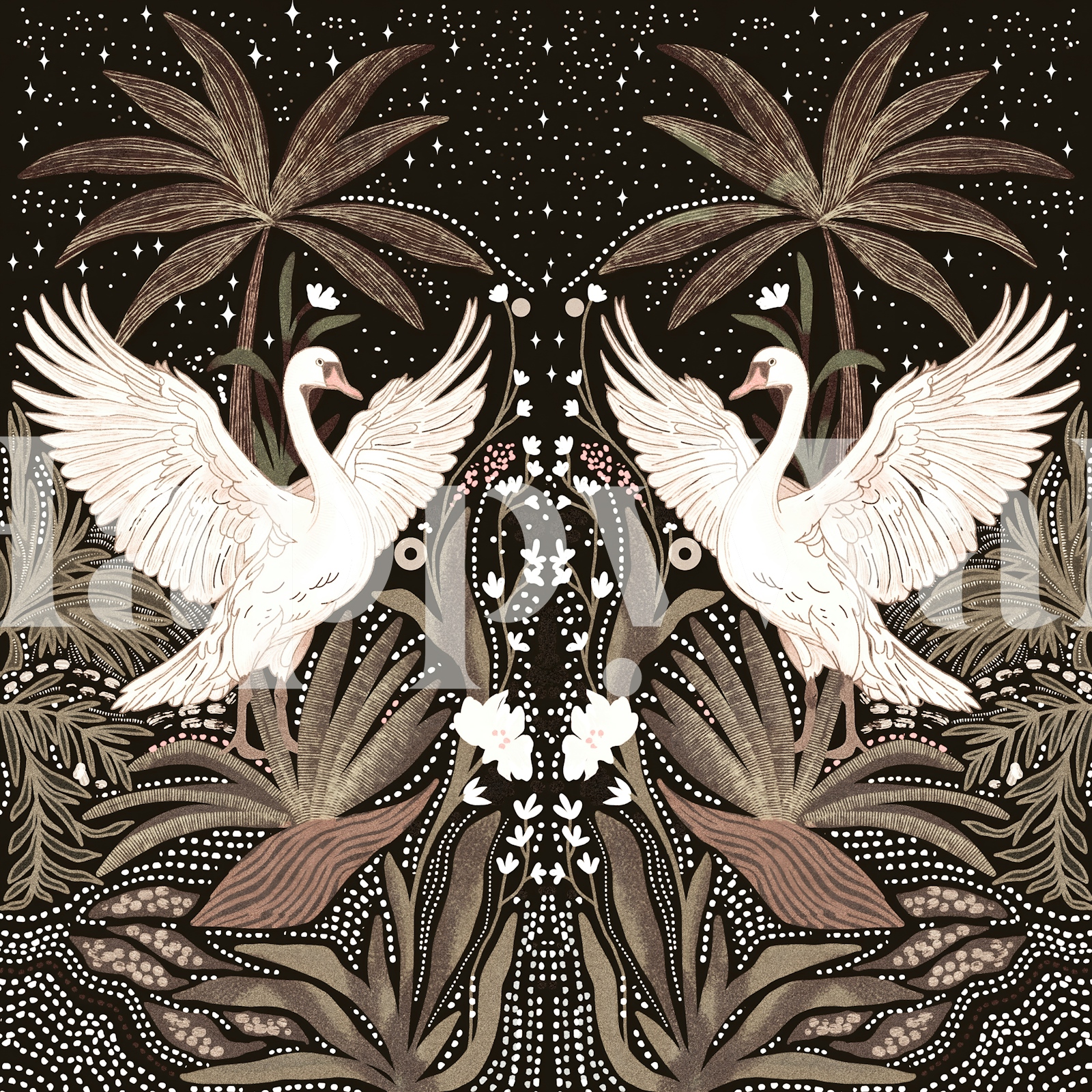 Tropical Celestial Swan Wallpaper