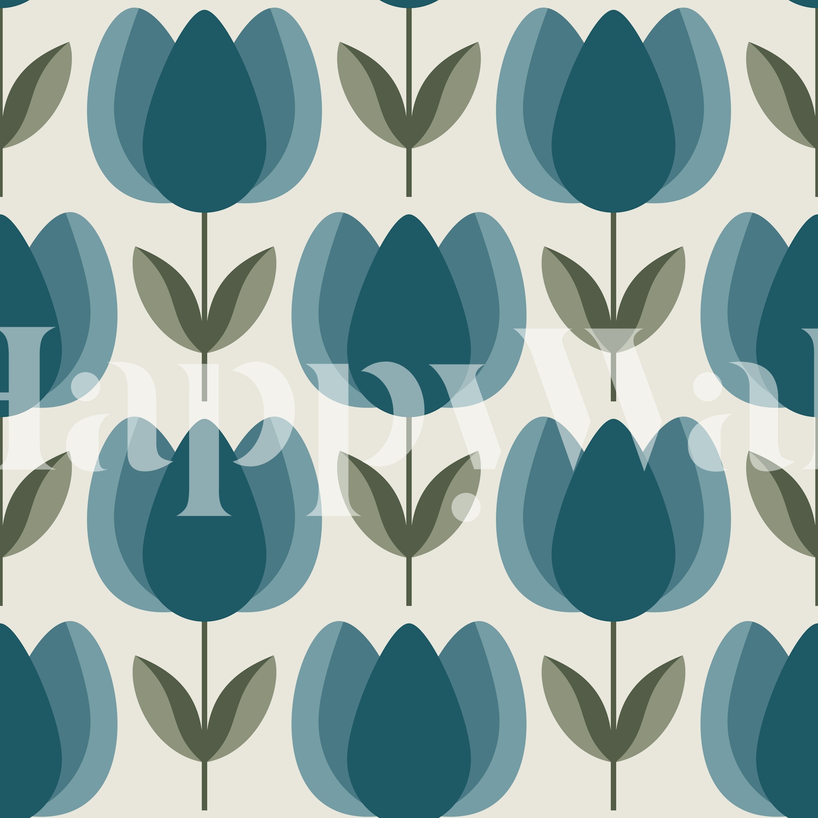 Tulip Field Dream Navy Blue | Happywall.com