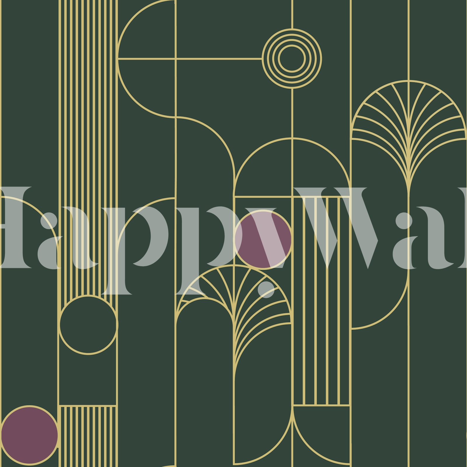 Dark Green Arcadia Harmony Deco Wallpaper