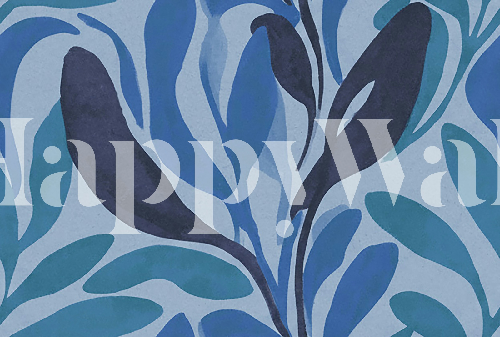 Leafy Blue Floral Wallpaper for Bedroom