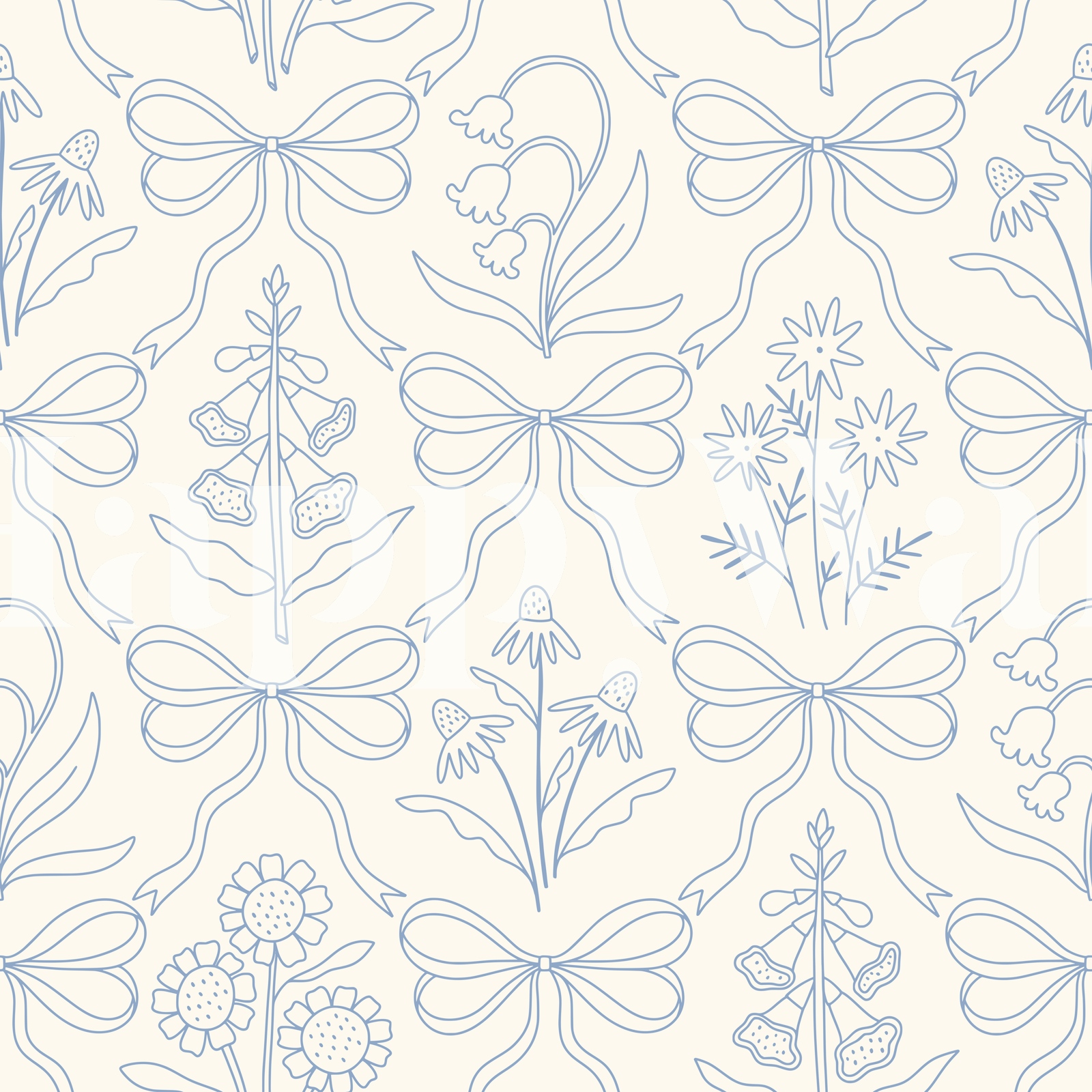 Charming Floral Bow Design Wallpaper