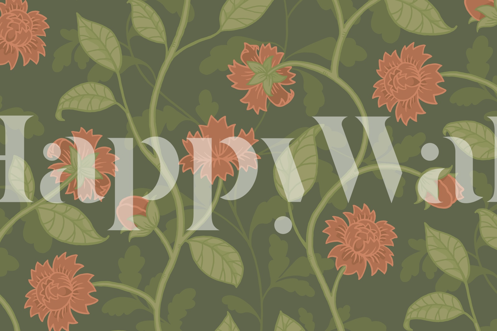 Amanda Dark Green Grand Wallpaper | happywall.com
