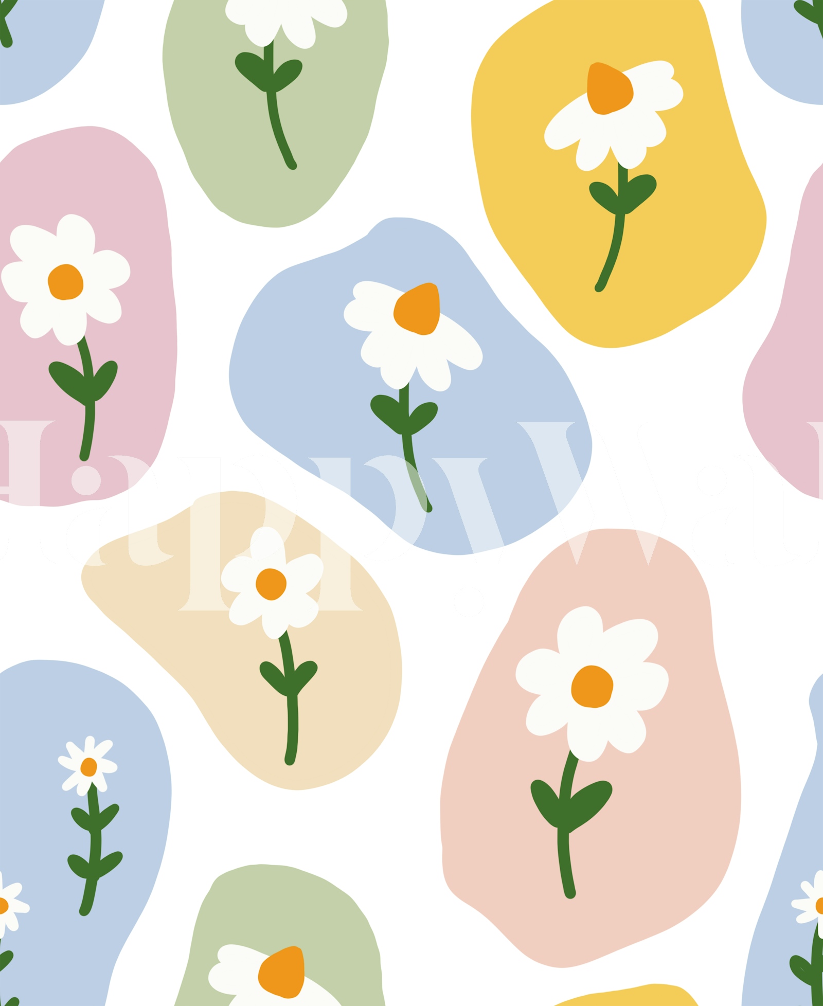 Colorful Daisy Floral Wallpaper Design